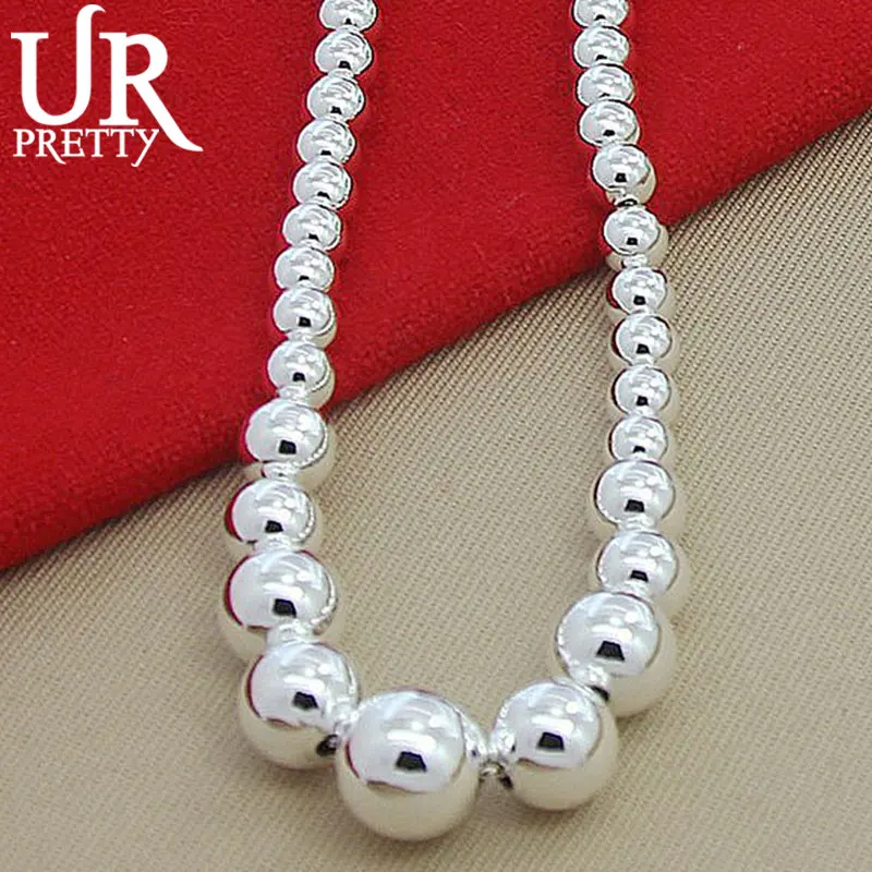 URPRETTY-925-Sterling-Silve-Big-Small-Smooth-Round-Ball-Chain-18-Inches ...