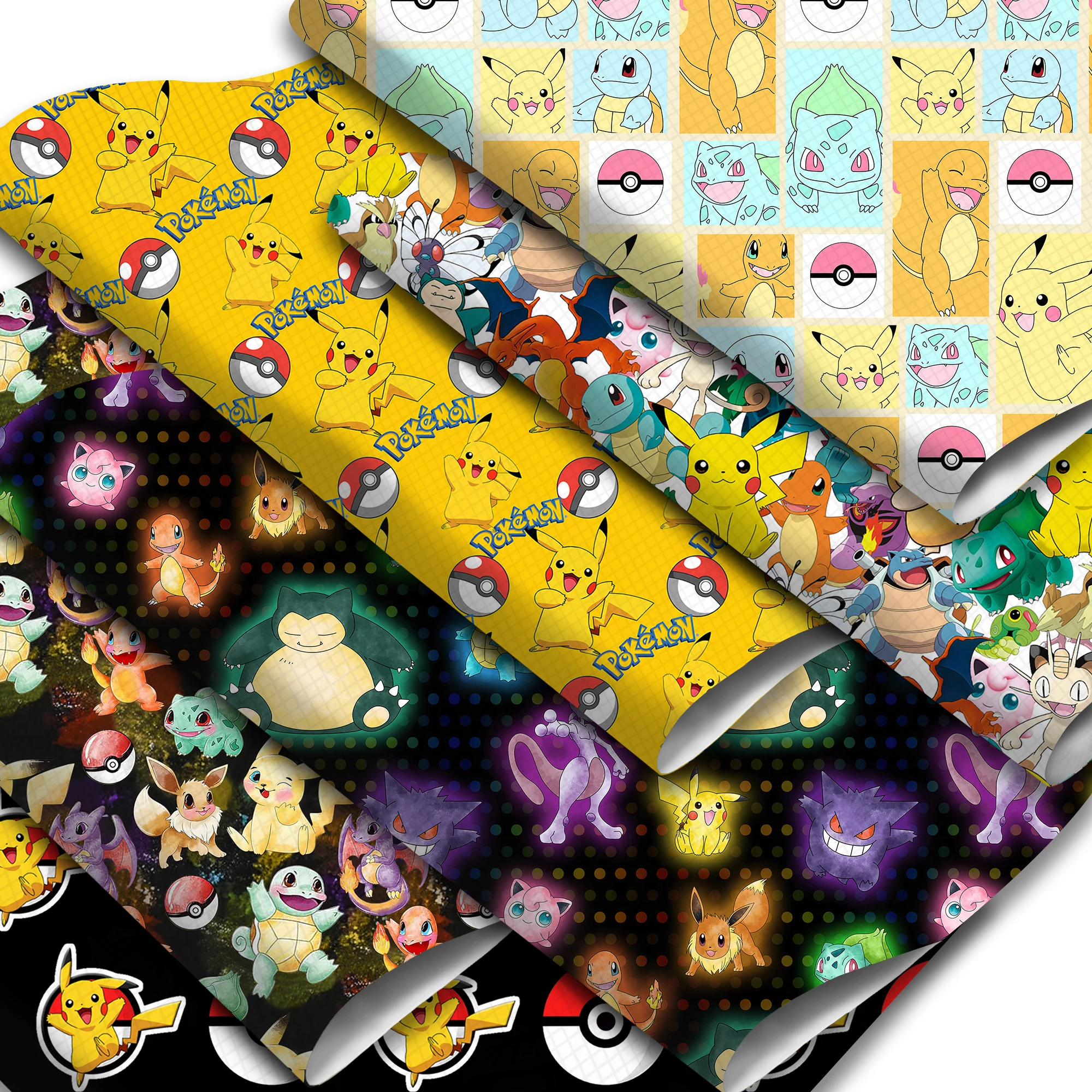 Rouleau-de-tissu-en-similicuir-synth-tique-texture-lisse-imprim-Pikachu ...