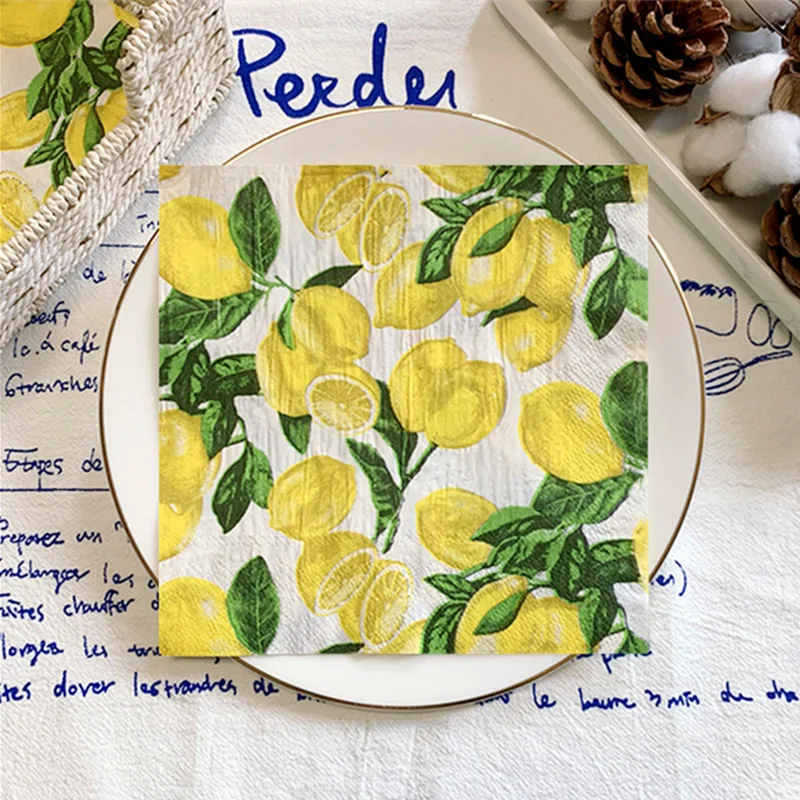 20Pcs-Pack-Lemon-Table-Decoupage-Paper-Napkins-Summer-Fruits-Napkin ...