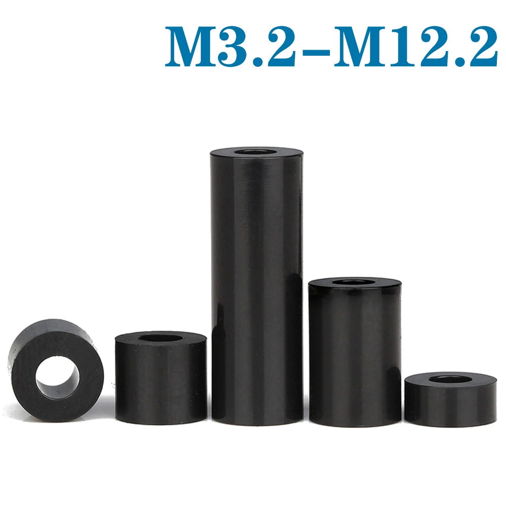 10-50pcs M3 M4 M5 M6 M8 M10 M12 Black ABS Non-Threaded Hollowed Nylon ...
