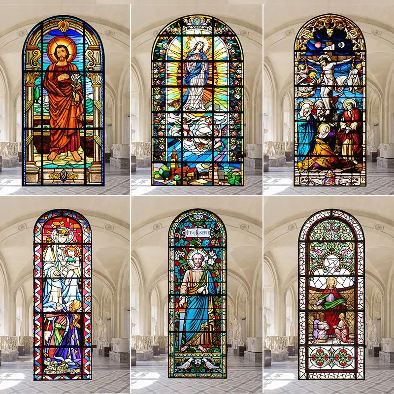 Stained-Glass-Window-Stickers-Privacy-Film-Church-Style-Static-Cling ...