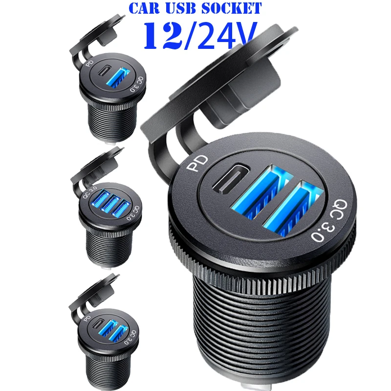 PD USB C Metal Multiple Car Charger Socket for golf 7 5 6 mk7 mk6 mk5 ...
