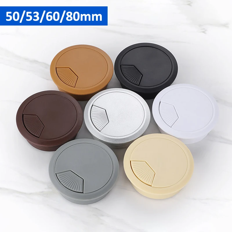 50-53-60-80mm-Desk-Wire-Hole-Cover-ABS-Plastic-Round-Cable-Box-Computer ...