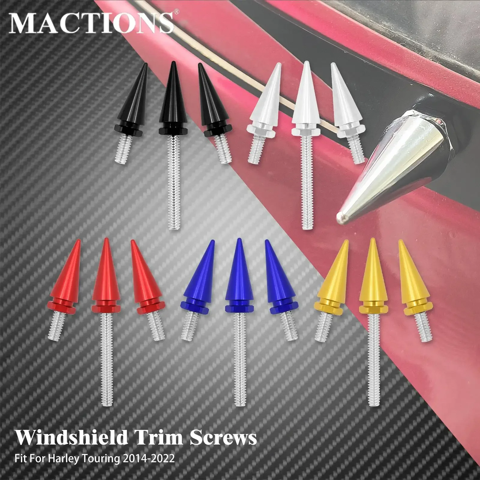 Motorcycle-3Pcs-Windshield-Windscreen-Trim-Screw-Bolt-Black-Chrome-Red ...