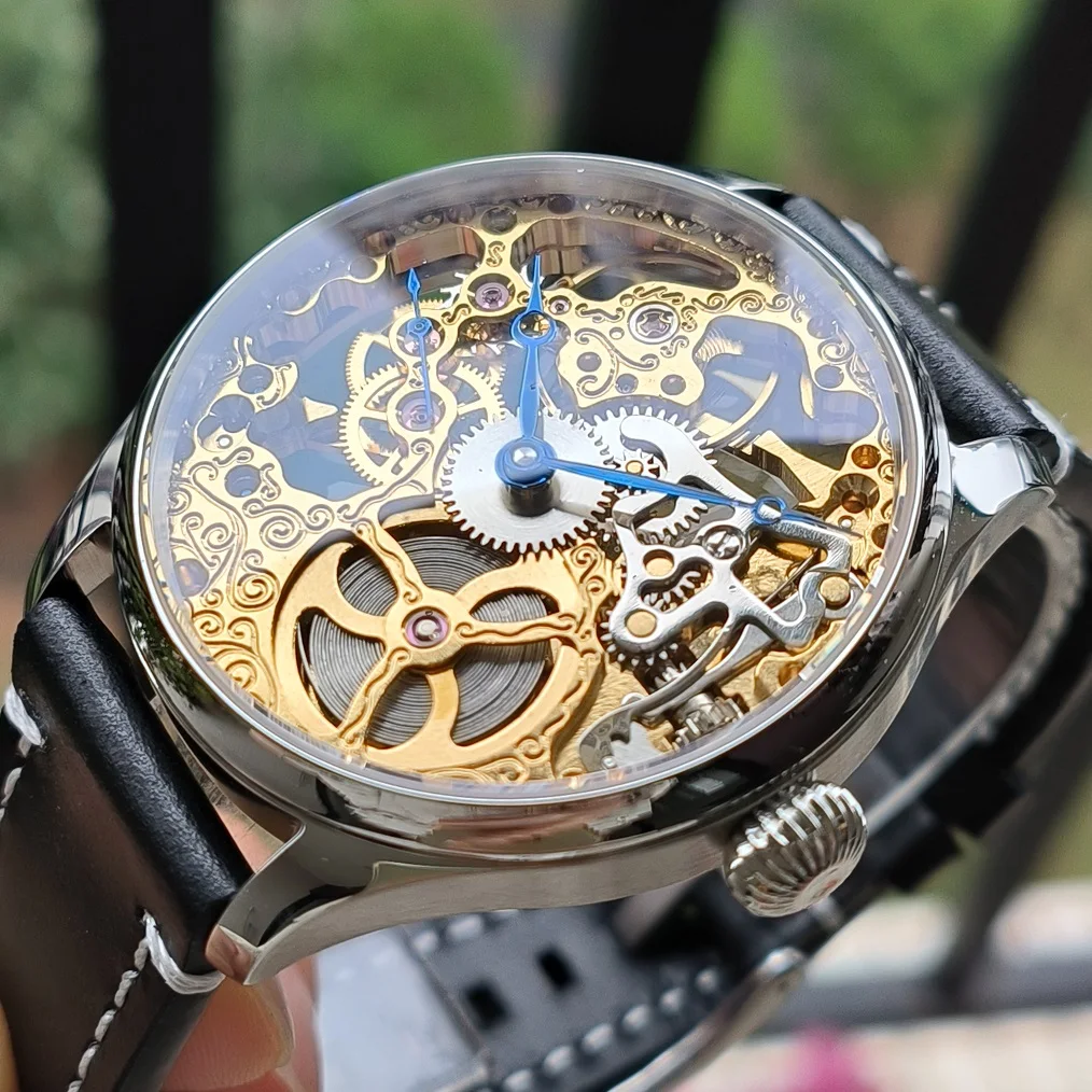 Reloj-Mec-nico-de-mano-para-hombre-movimiento-hueco-dorado-cristal-de ...