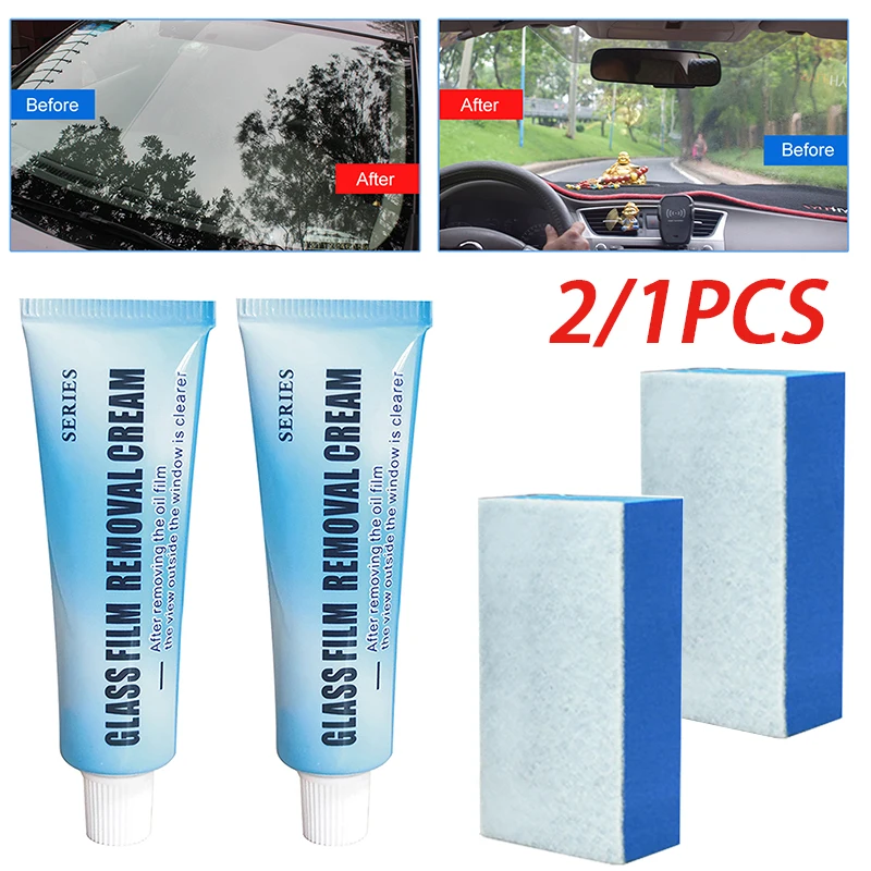 1/2PCS Oil Film Remover Car Glass Polishing Degreaser Cleaner Oil Film Clean Removing Paste Auto ...