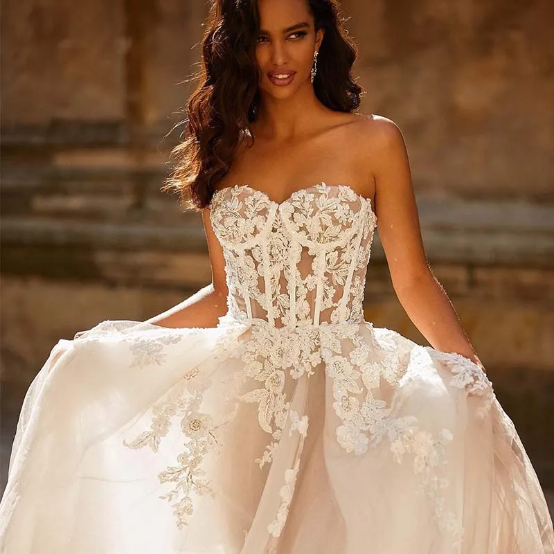 Strapless Corset Lace Wedding Dress