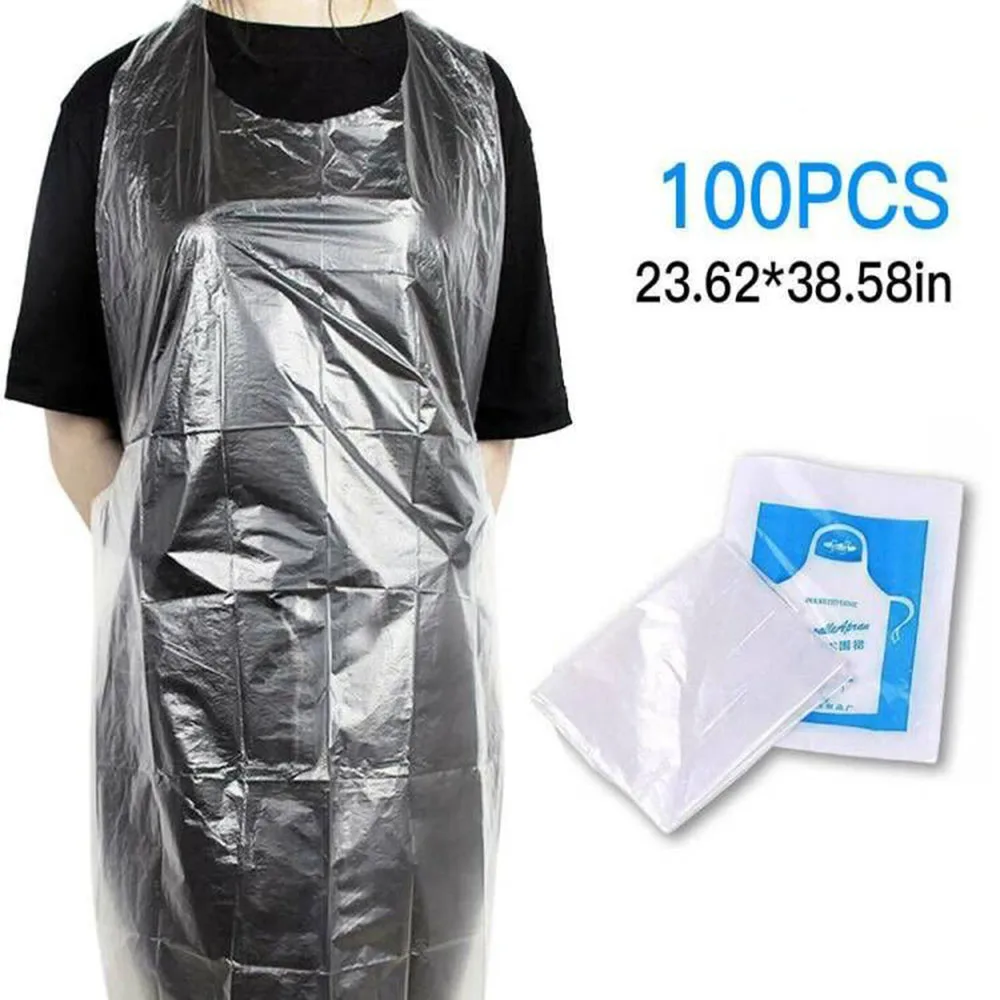 50-100-pcs-Disposable-Plastic-Aprons-Eco-Flat-Pack-Protection-Body ...