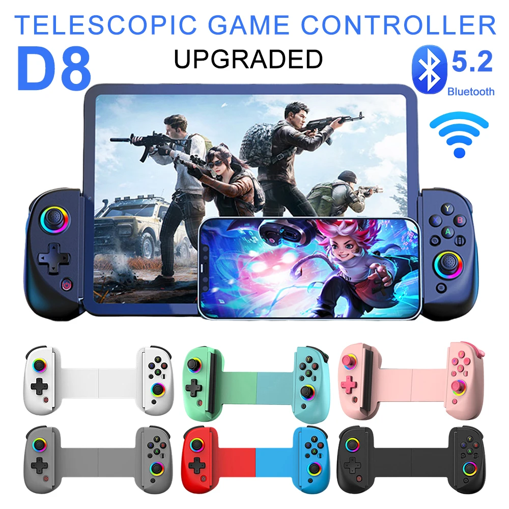 D8-Telescopic-Game-Controller-RGB-Light-Mobile-Phone-Gamepad ...
