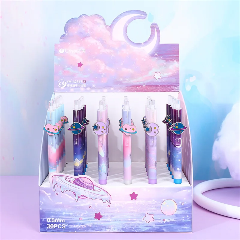 36-pcs-lot-Cartoon-Moon-Erasable-Gel-Pen-Cute-0-5mm-Blue-Ink-Signature ...