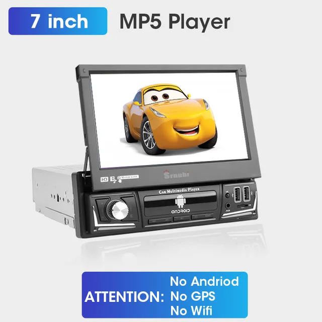 1Din Car Radio 7inch Retractable Screen Multimedia Video Player ...