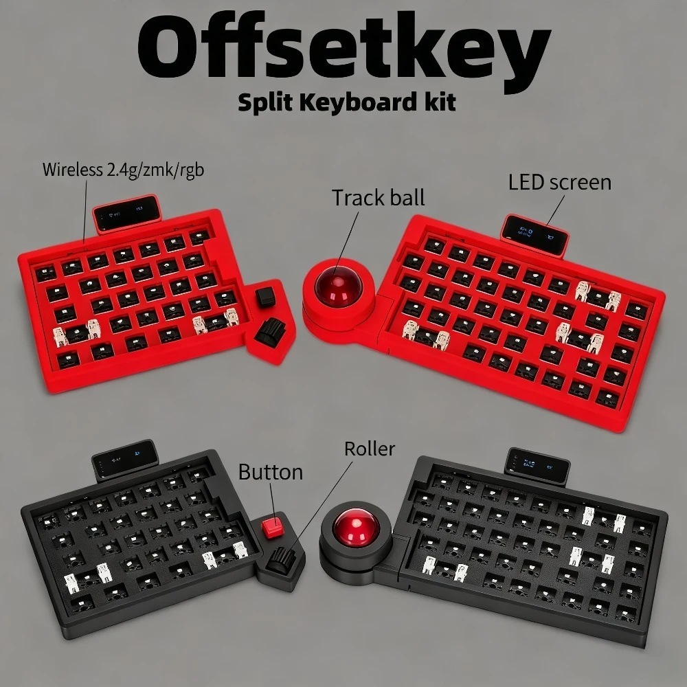 NEW Offsetkey Trackball Split Keyboard 2/3 Mode 2.4G Dongle Bluetooth ...