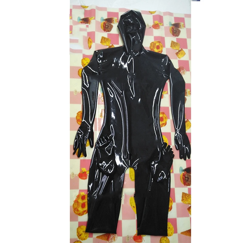 Natur Sexy Latex Mann Catsuit Gummi mit Kapuze Socken Handschuhe mit ...