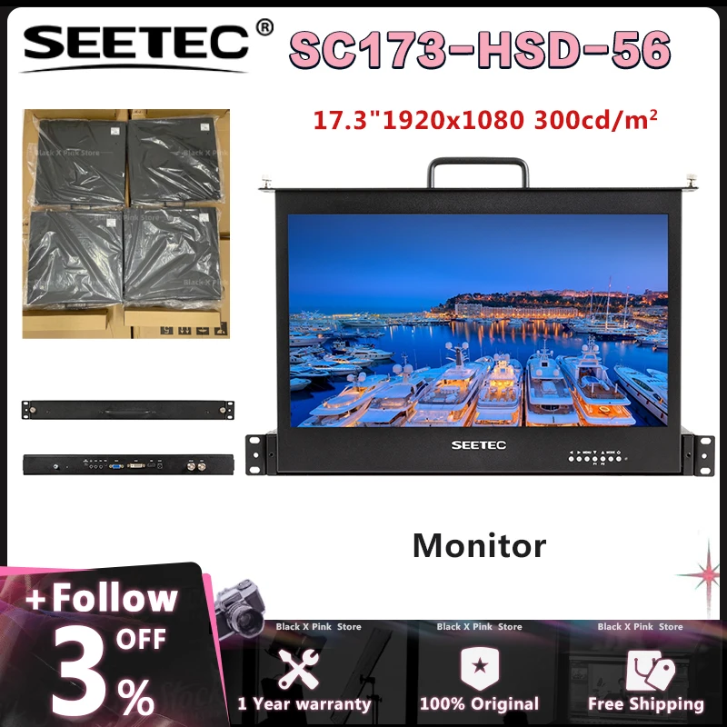 SEETEC-SC173-HSD-56-17-3-Inch-1RU-Pull-Out-Rack-Mount-Monitor-Broadcast ...