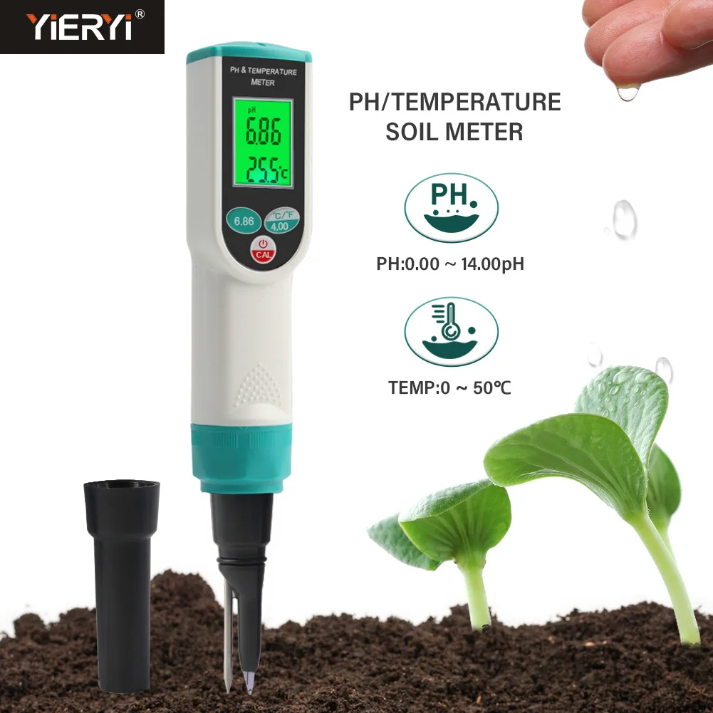 High Accuracy Soil PH Meter 0.00~14.00pH Digital Temp Acidity Soil ...