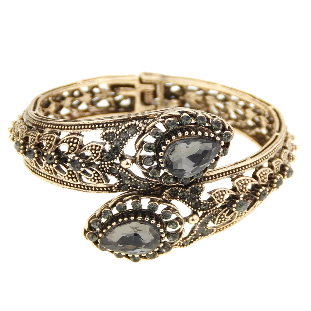 Sunspicems Elegent Turkish Women Bracelet Gray Crystal Bohemia Bangle ...