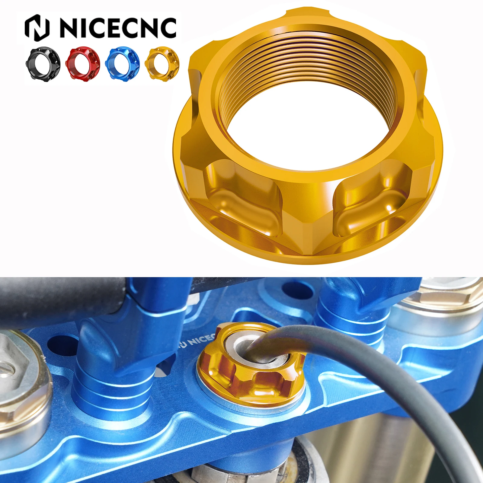 NICECNC M24X1.0 Steering Stem Nut For Suzuki RM125 RM250 RMZ250 RMZ450 ...