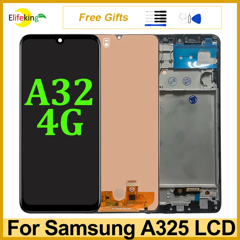 Pantalla LCD de 6,4 pulgadas para Samsung Galaxy A32, 4G, A325, SM A325F/DS, montaje de ...