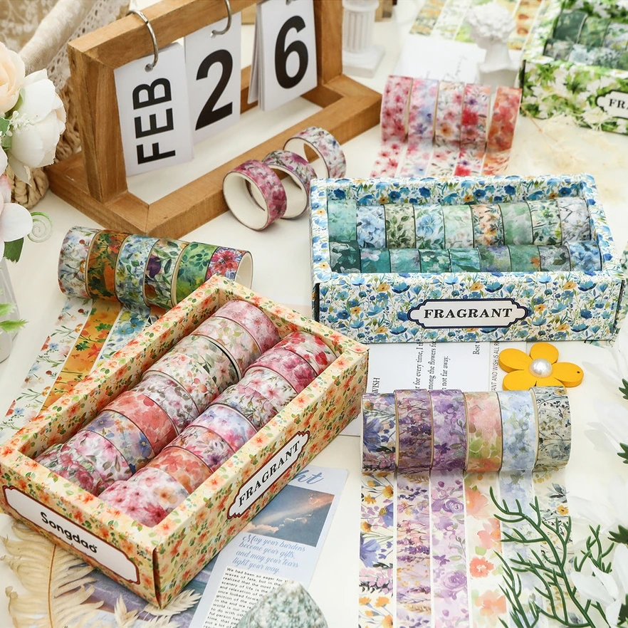 18pcs Fragrant Series Washi Tapes Set, Blooming Flower Masking Tape ...