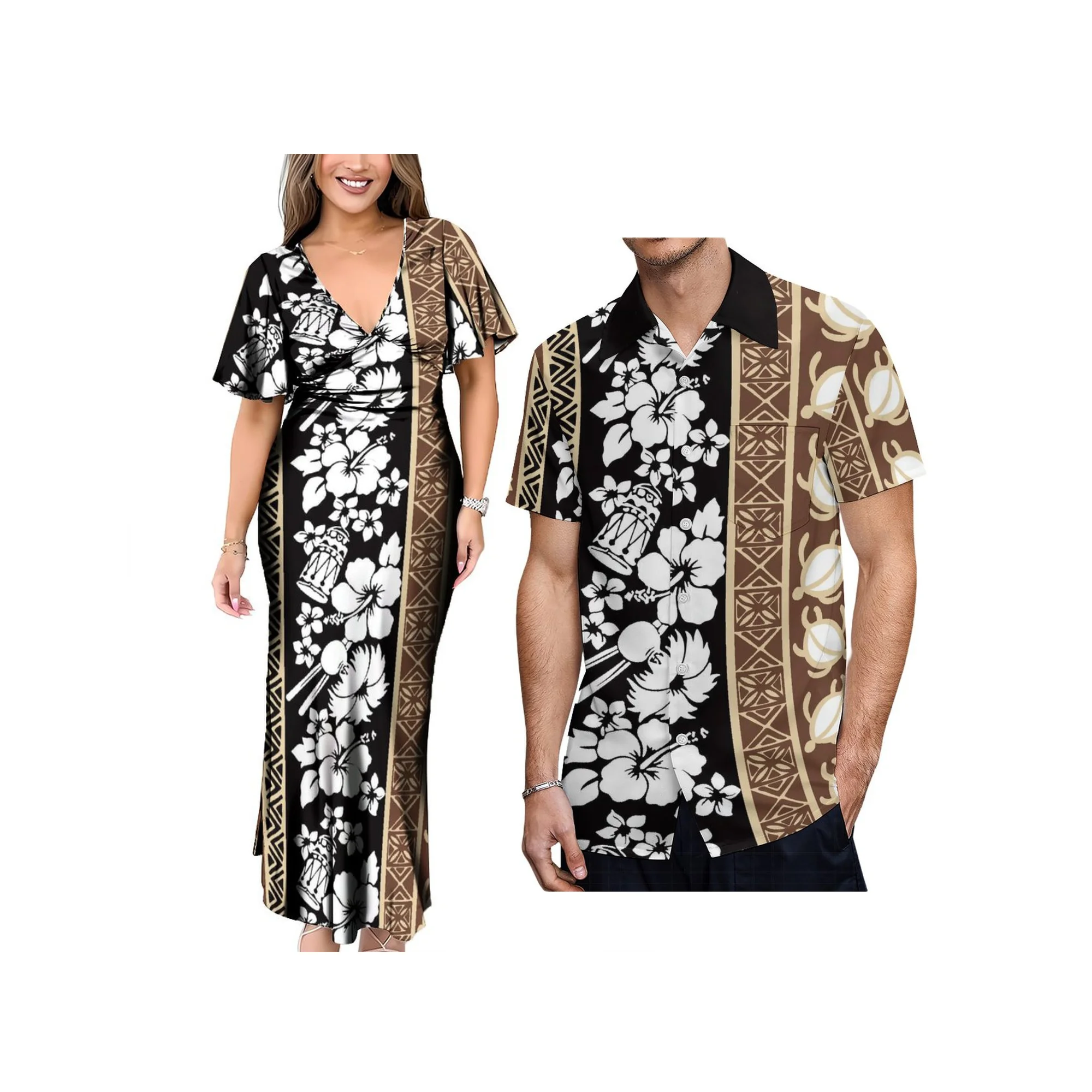 Drop Shipping Customize Polynesian Tribal Deep V Neck Samoan Dress Back ...