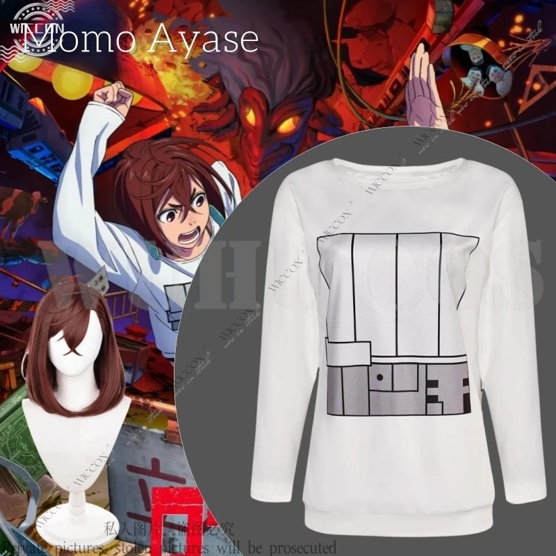 Momo-Ayase-New-Anime-Dandadan-Cosplay-Costume-Tops-Wig-White-Hoodie ...