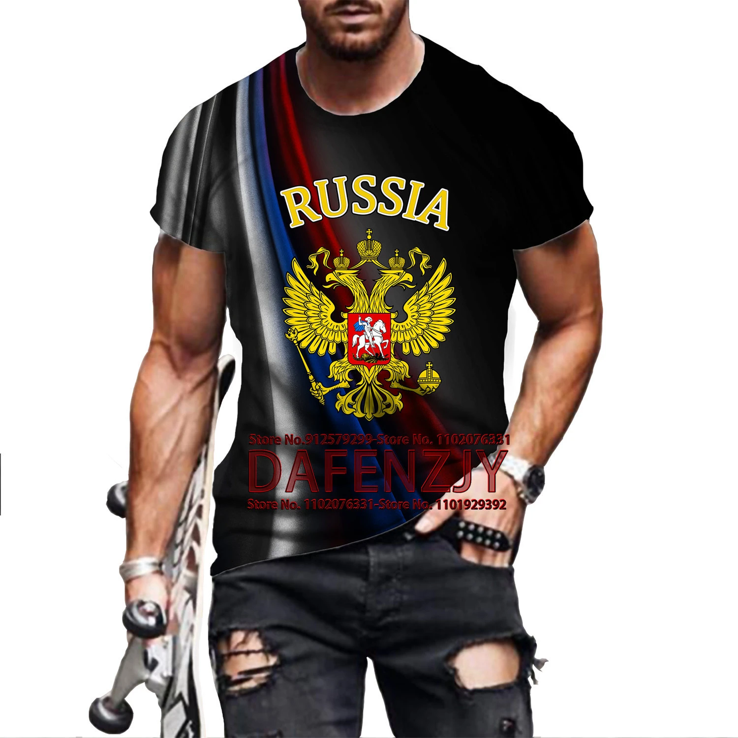 Clothing Streetwear Tops | T-shirt Russia - Men's Fashion 3d Printed T ...