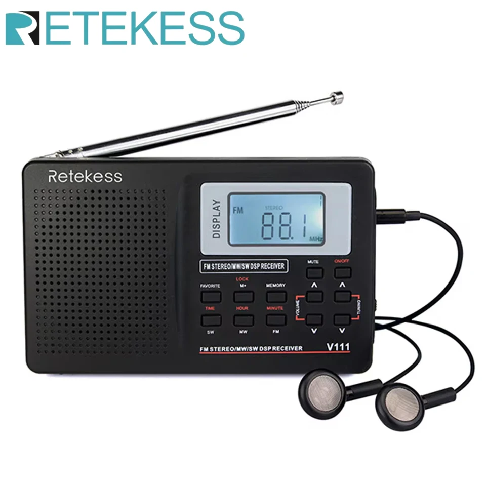 RETEKESS V111 Full Band Radio FM Stereo/MW/SW DSP World Band Receiver ...