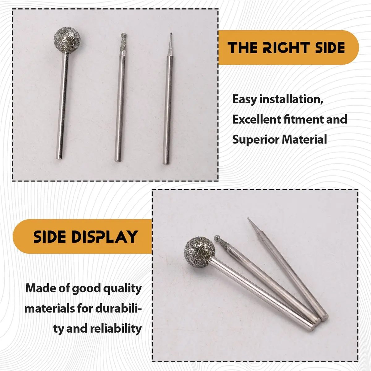 Reliable- 13 Pcs Ball Shape Burr Mounted Grinding Burs Stone Carving ...