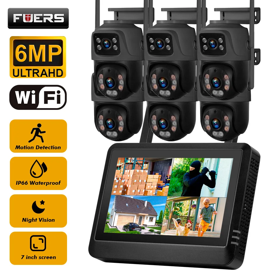 FUERS 7 inch NVRScreen 8CH Wireless NVR Security Outdoor Camera WIFI ...