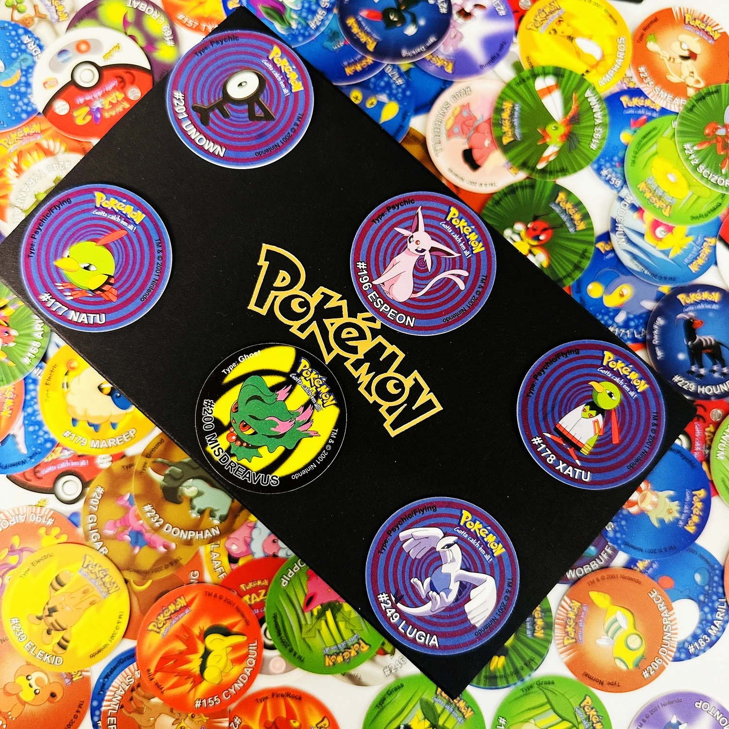 100pcs-Pokemon-Tazos-2-Generation-Strokes-NO-152-251-Plastic-Pogs-Trainer-Round-Collection-Game ...