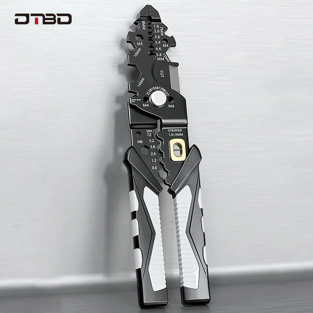 와이어 스트리퍼 풀링 플라이어 와이어 커터 다기능 수리 가위 전기 스트리핑 압착 플라이어 수공구 10 In 1