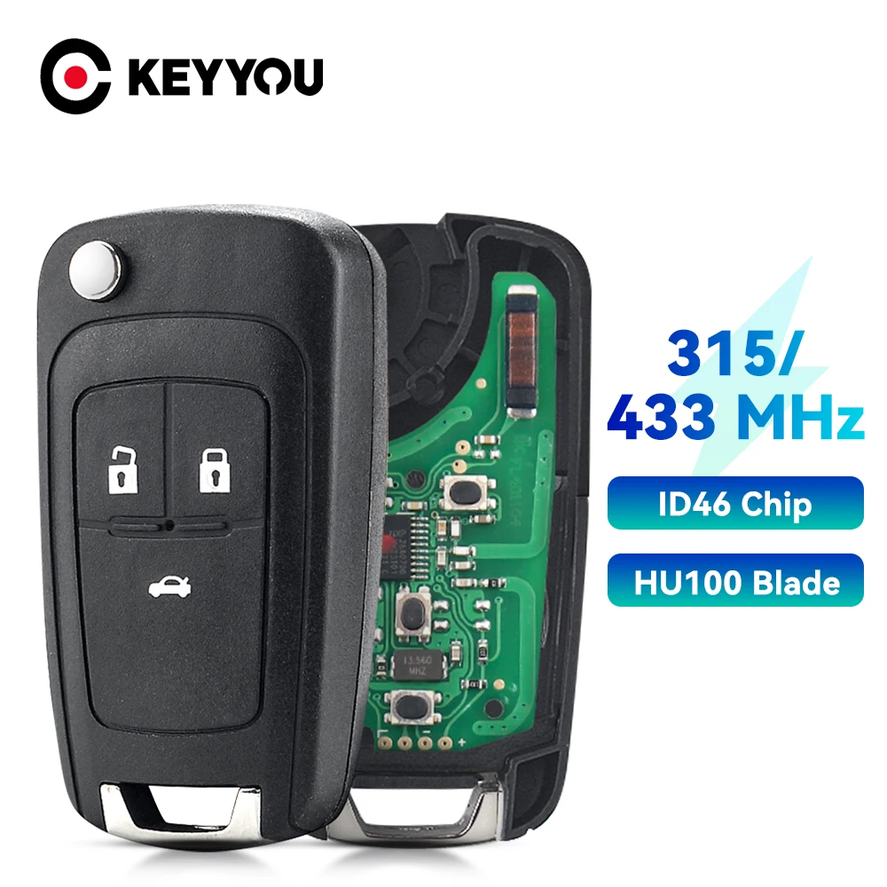 KEYYOU 1PCS 3Buttons 315/433Mhz ID46 Car Remote Key for Chevrolet Cruze ...