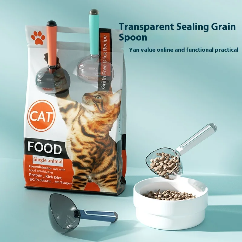 Pet-grain-spoon-dog-cat-grain-spoon-with-clip-hygienic-feeding-dogs-and ...