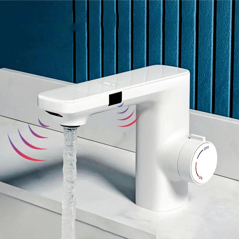Basin-Faucet-Hot-Cold-Touch-Sensor-Water-Tap-Black-White-Digital ...