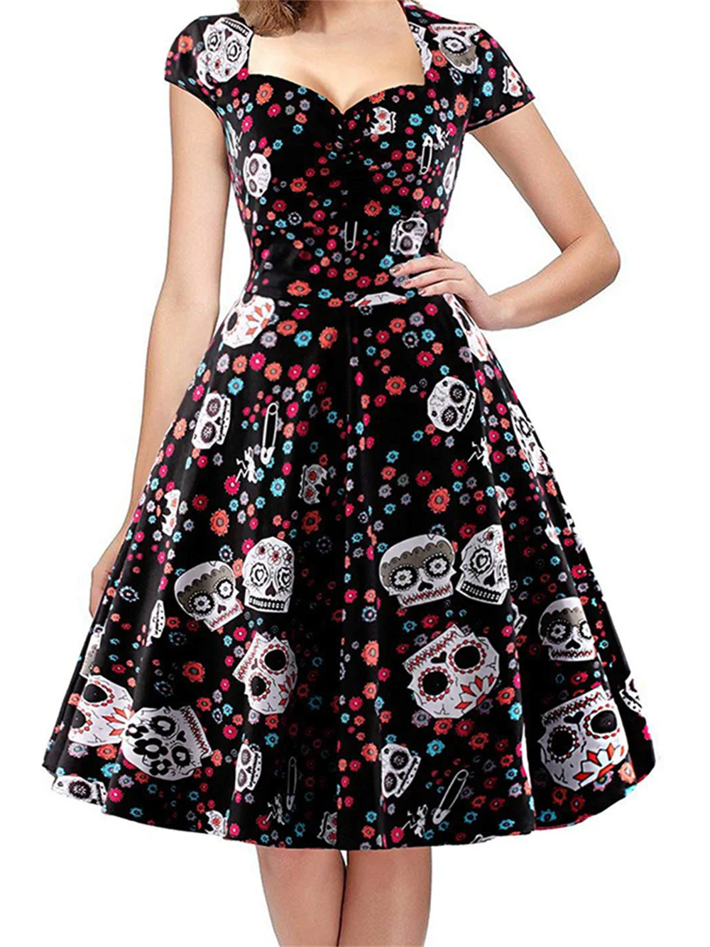 Hepburn Pin Up Rockabilly vestido de fiesta gótico Vintage para mujer ...