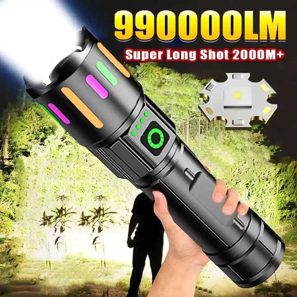High-power Bright LED Flashlight USB Charging Telescopic Zoom Long ...