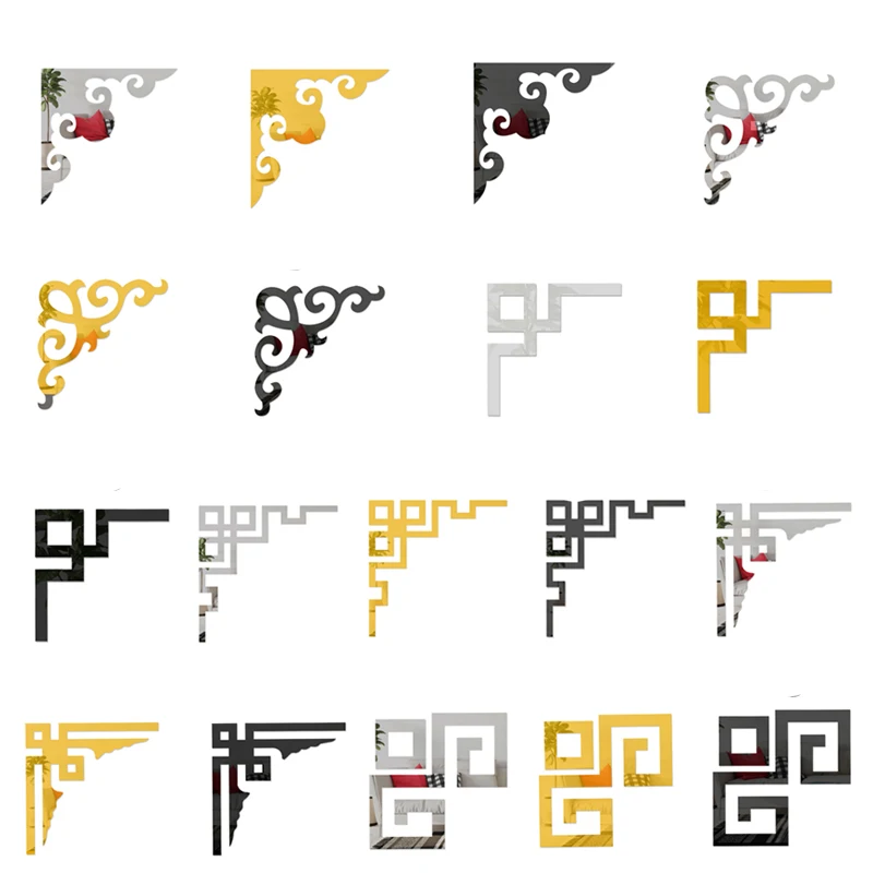 4Pcs-Acrylic-Mirror-Sticker-Wall-Corner-Edge-Strip-Self-adhesive ...