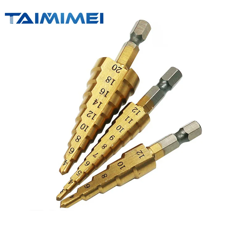 3Pcs-set-3-12mm-4-12mm-4-20mm-HSS-Straight-Groove-Step-Drill-Bit ...