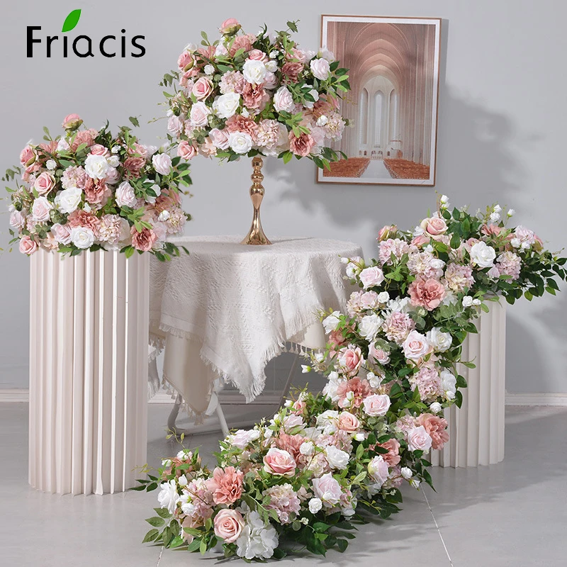 Luxury-Pink-Rose-Hydrangea-Flower-Row-Runner-Wedding-Backdrop-Prop ...