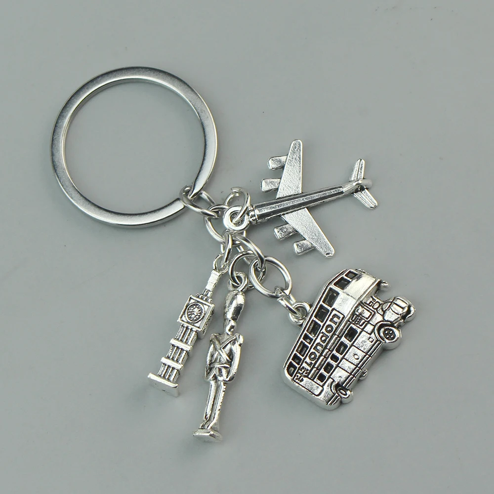 Popular-London-Bus-Clock-Tower-Charms-Keyring-Soldier-Plane-Keyring-for ...