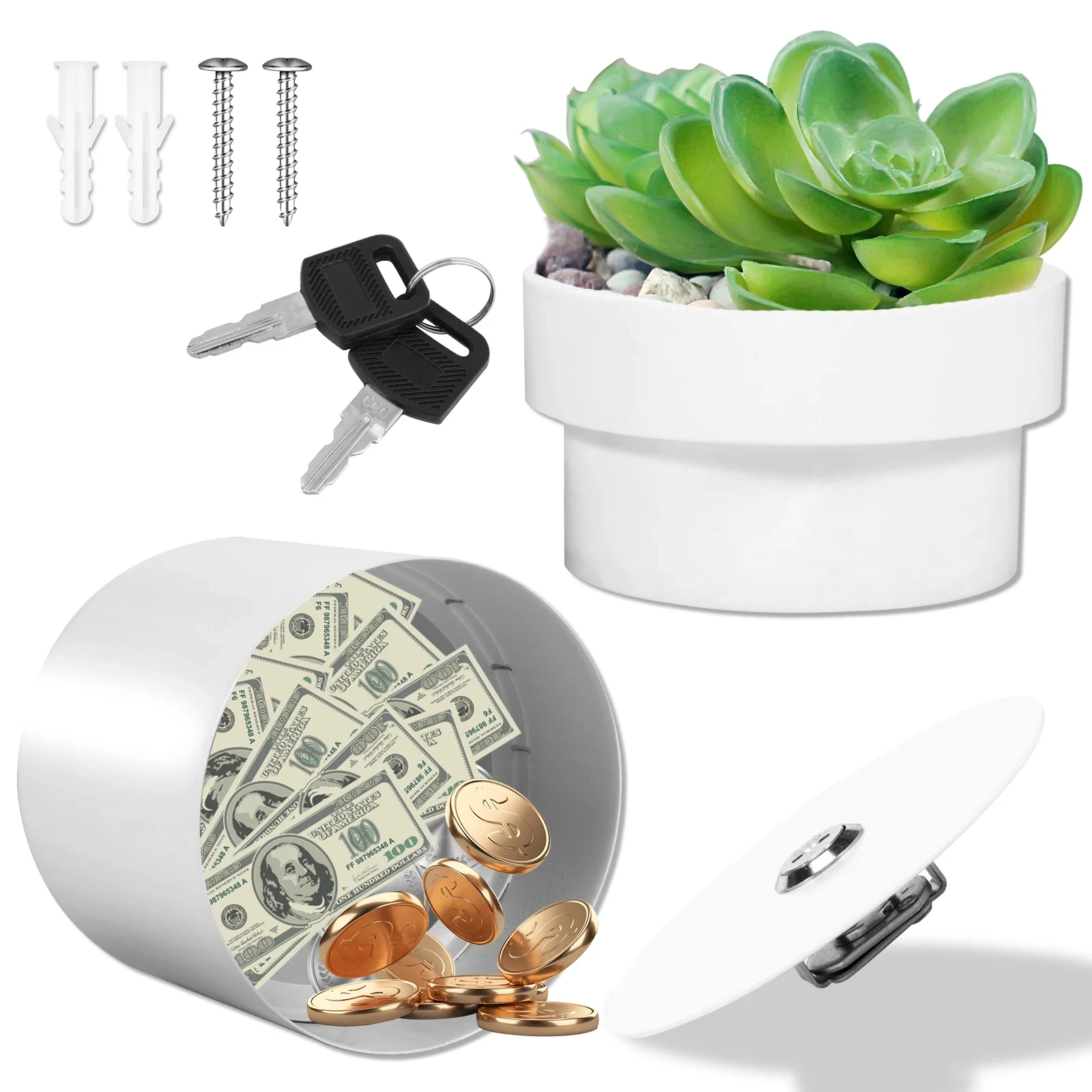 Secret-Hidden-Safe-with-Key-Lock-2-Layer-Creative-Flower-Pot-Stash-Box ...