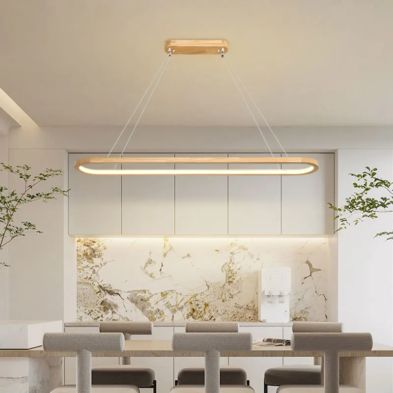 Wood-LED-Pendant-Lamp-For-Dining-Room-Minimal-Home-Decor-Long-Table ...