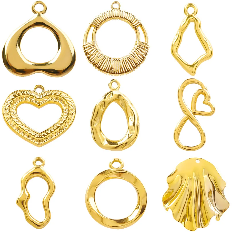 Luxury 10pcs 3D Irregular Graphic Pendant Charms Love Shaped Gold Color ...