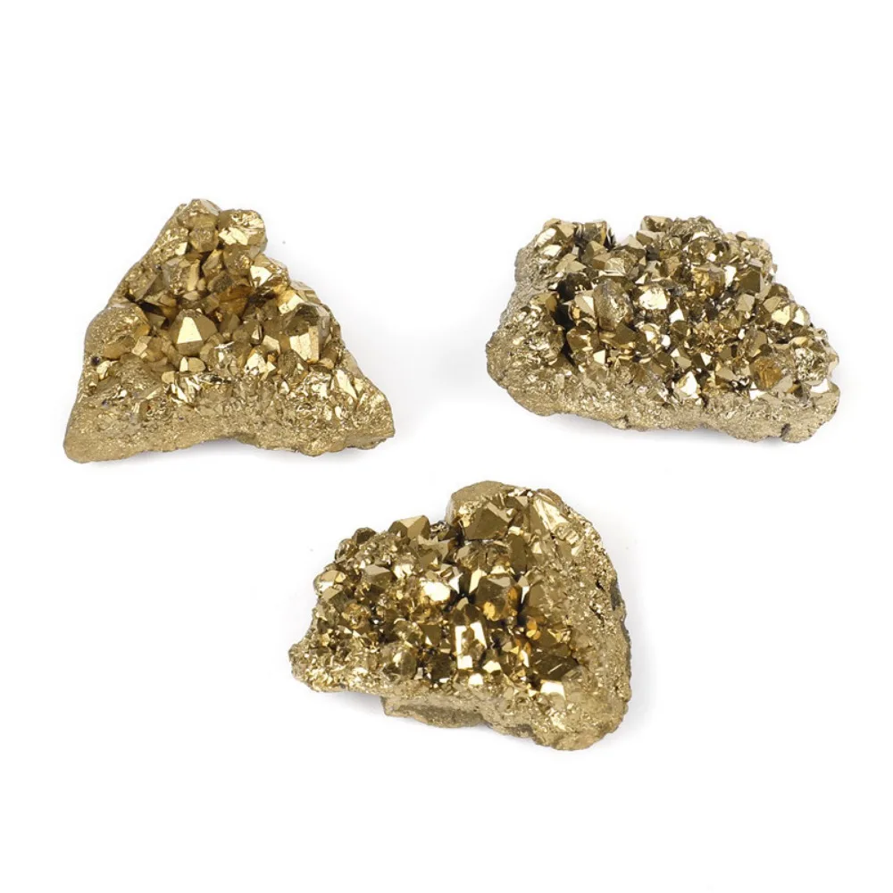 Natural Agate Geode Cluster Electroplating Gold Raw Gemstone Irregular ...