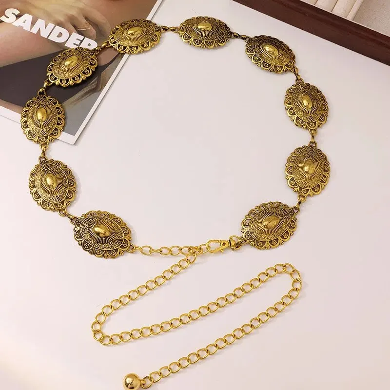 125cm-Metal-Women-Waist-Chain-Vintage-Carved-Flower-Western-Style ...