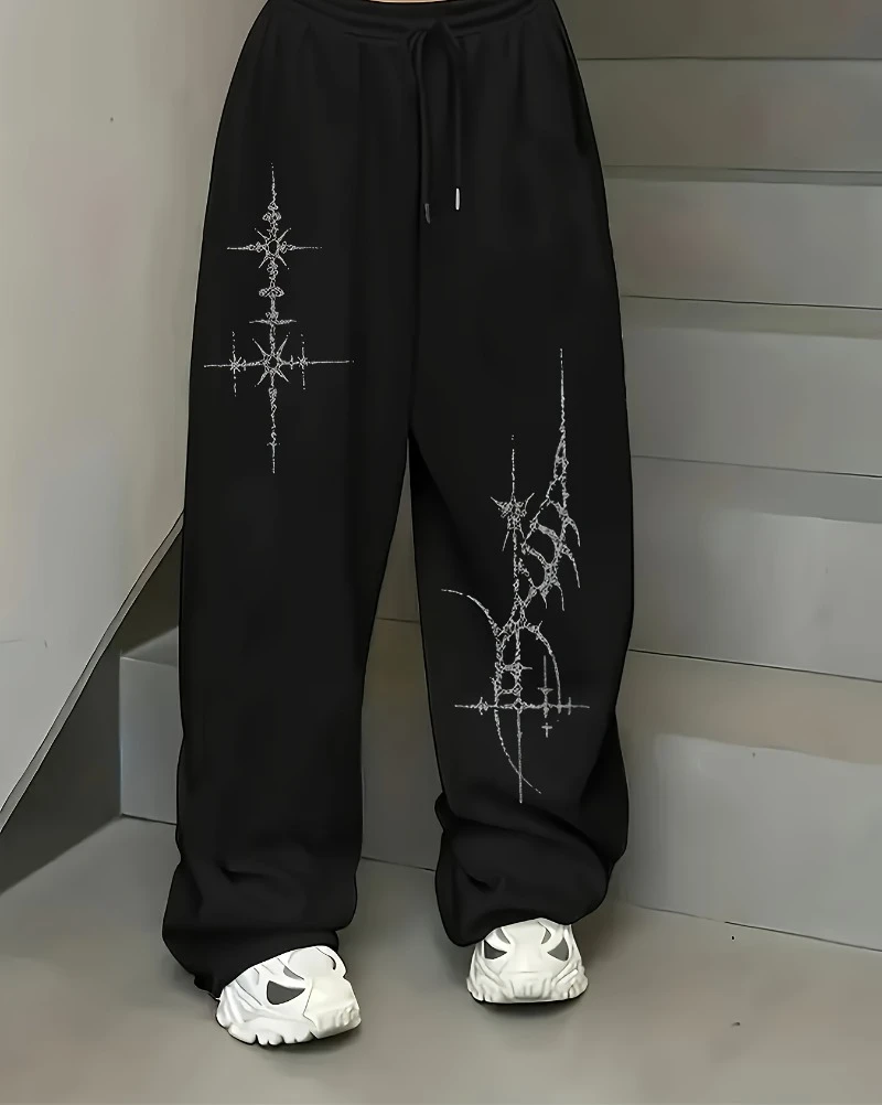 Street Dance Pants Wide-Leg Trousers Elastic Waistband Non-Slip Dance ...