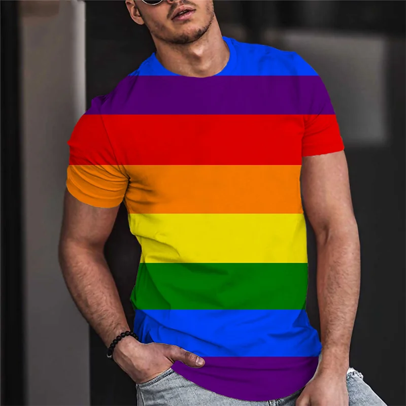 LGBT Rainbow Flag Lesbians Gays 3D Print T-shirt Summer Men Woman T ...