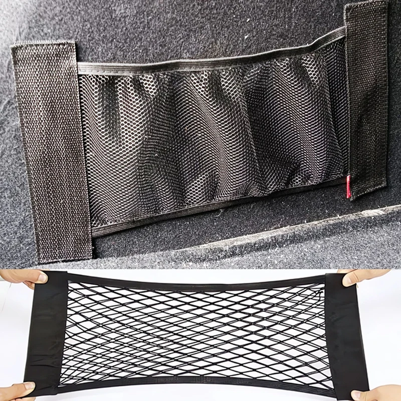 Elastic Car Trunk Mesh Pocket Car Interior Organizer Fixed Strap ...