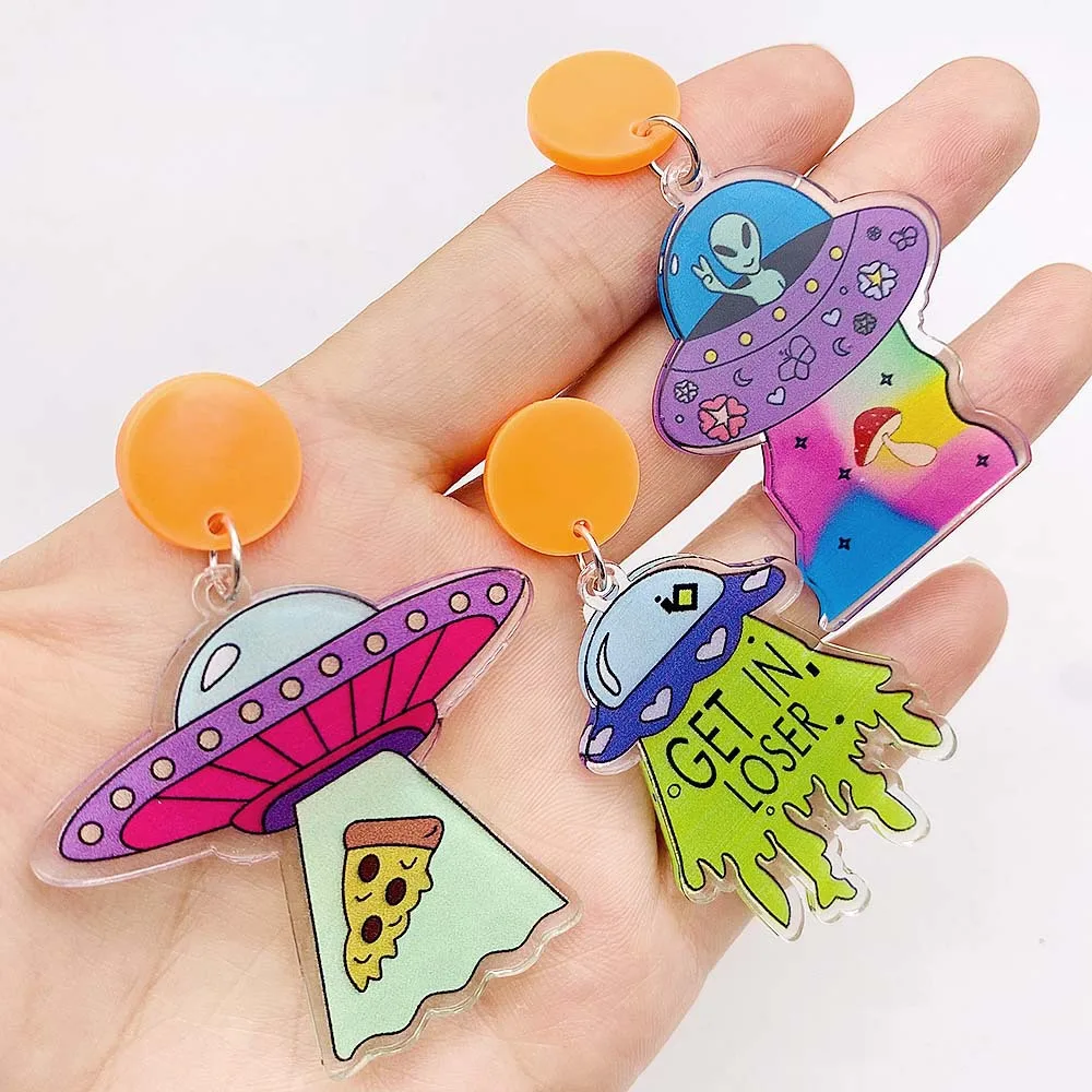 Funny-Acrylic-Earring-UFO-Alien-Spacecraft-Drop-Earrings-for-Women ...