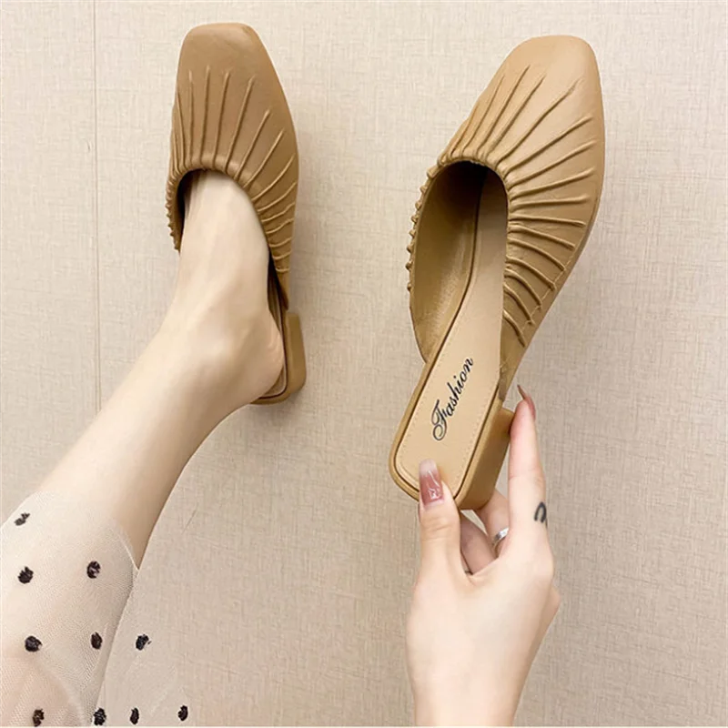Grace-Half-Slippers-for-Women-New-Heelless-Baotou-Low-Heel-Cool ...